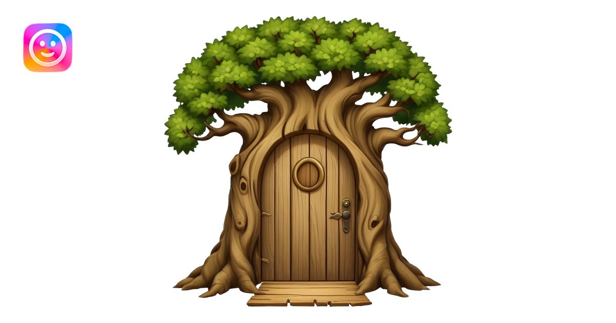 large and old bitch tree with door emoji | AI Emoji Generator