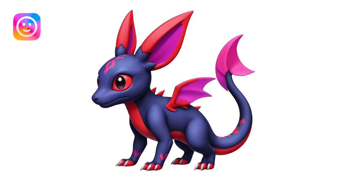 Cute Exotic Colorful Guilmon-Salandit-Umbreon-Fakémon-hybrid-creature ...