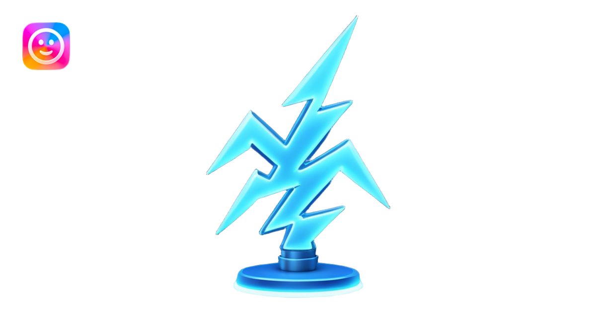 3d blue neon glowing transparent lightning emoji | AI Emoji Generator