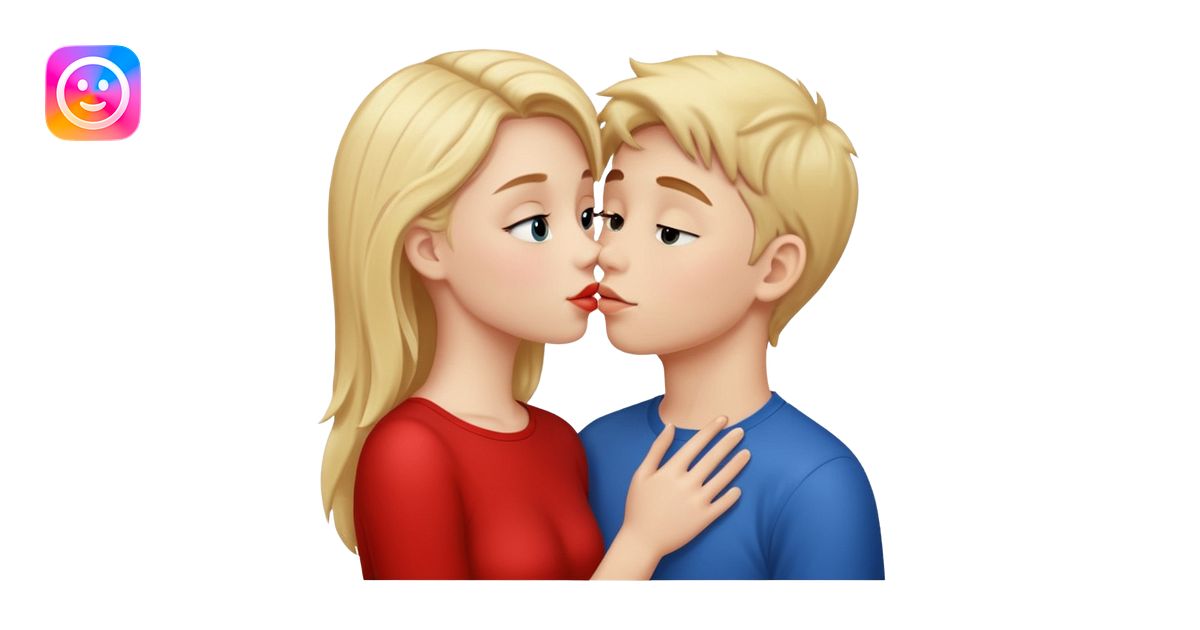 A cute girl kissing a boy emoji | AI Emoji Generator