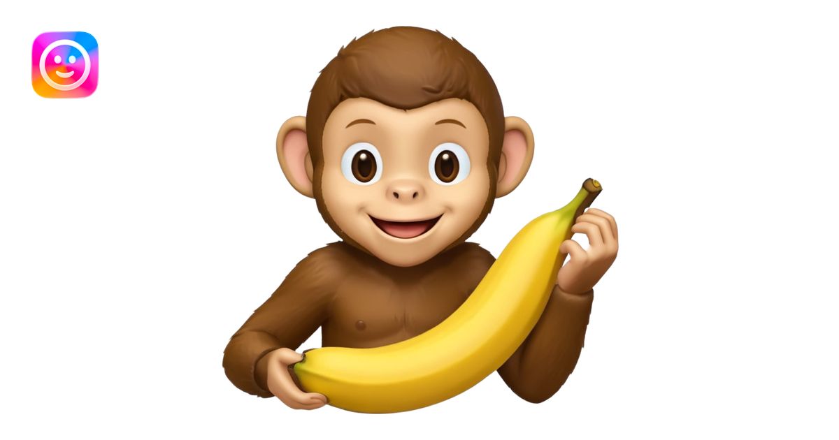 Curious George monkey peeling a banana emoji | AI Emoji Generator