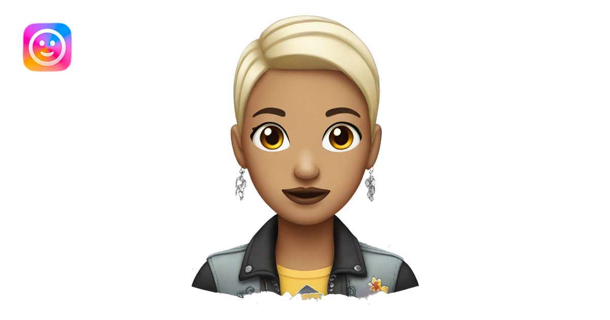 emo girl with buzz cut and earrings emoji | AI Emoji Generator