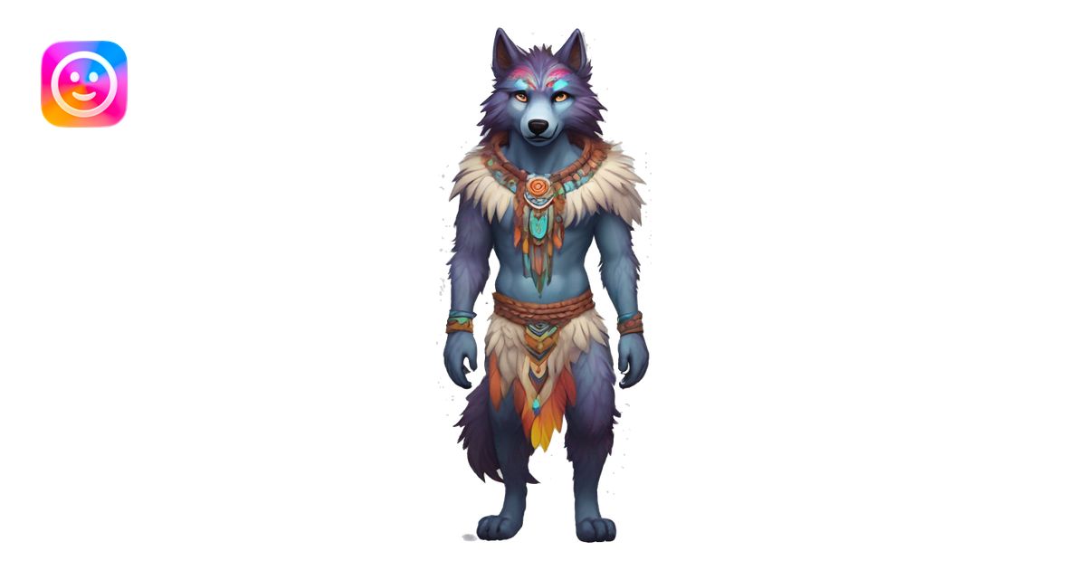 Anthro Fluffy Colorful Shy Spiritual Shamanic WereWolf-sona With Shiny ...