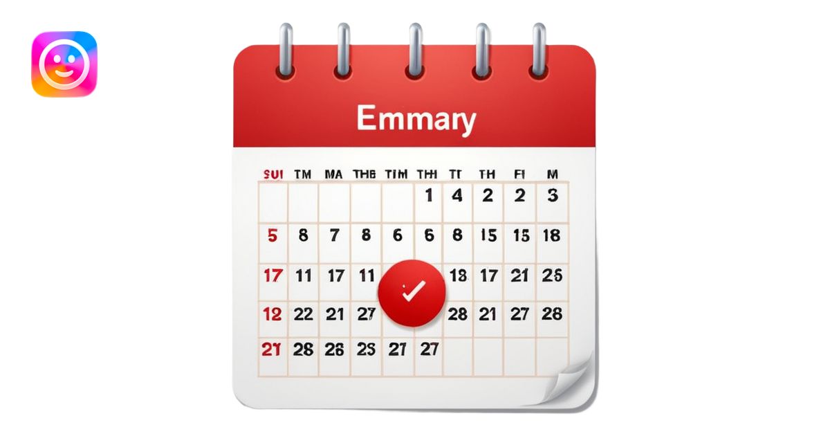 Wall calendar with red circled date emoji | AI Emoji Generator