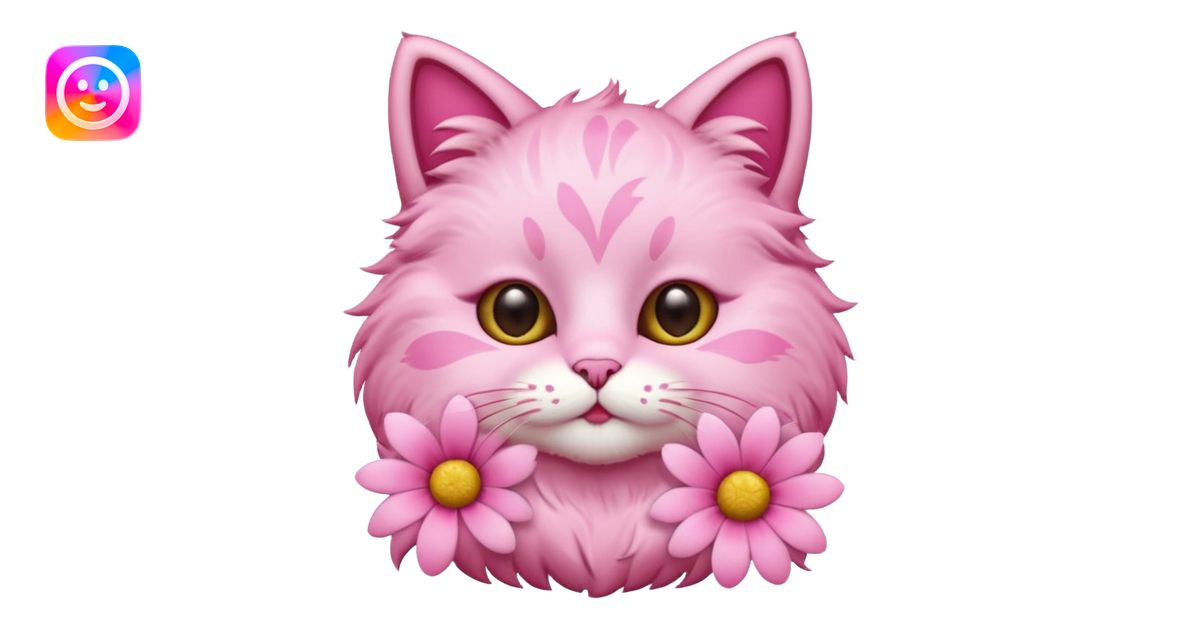 Pink cat with Flowers and kisses emoji | AI Emoji Generator