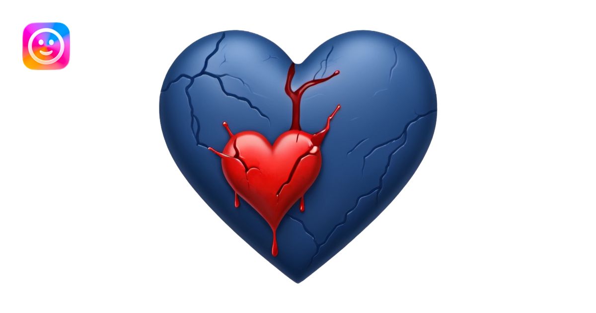Bleeding navy blue heart emoji | AI Emoji Generator