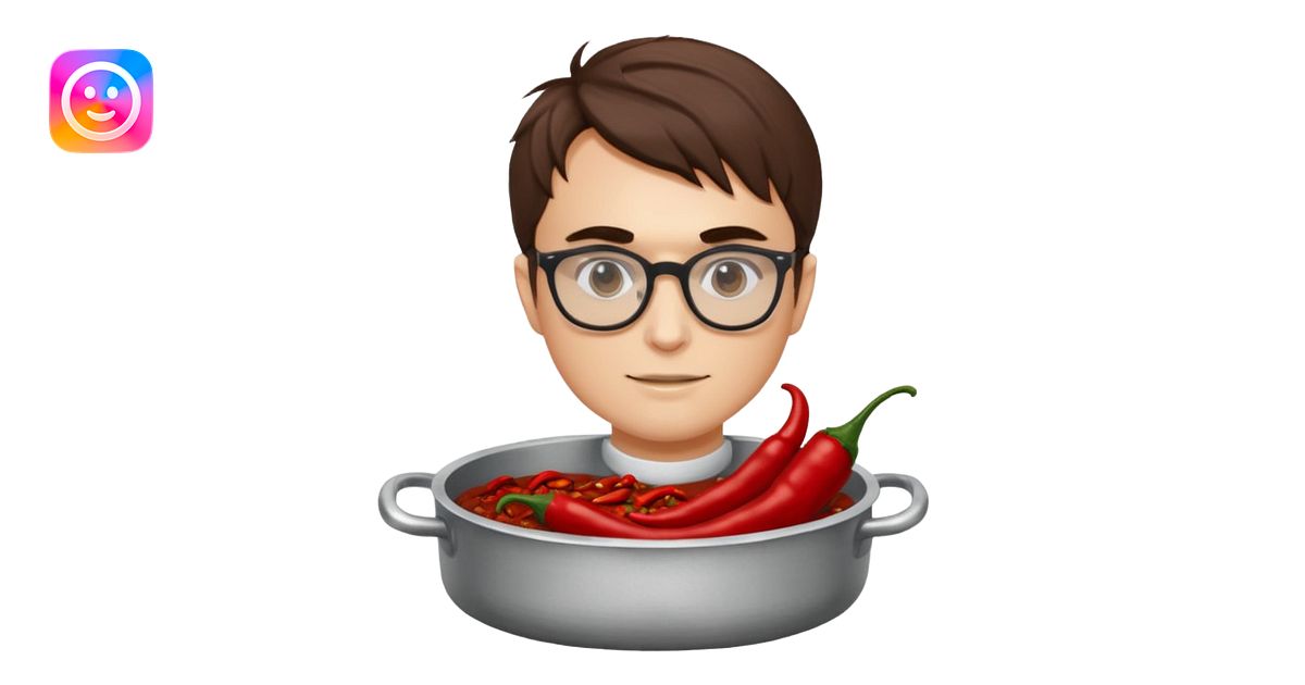 Charlie Kirk in a pot of chili emoji | AI Emoji Generator