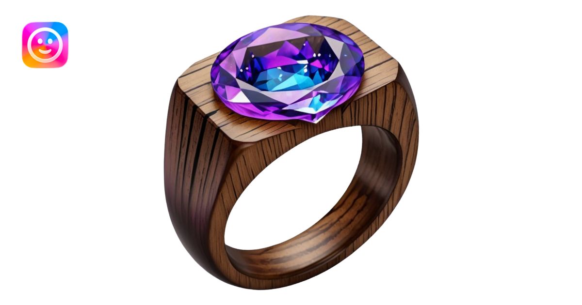 dark wood ring with epoxy resin in purple nd blue space colors and ...