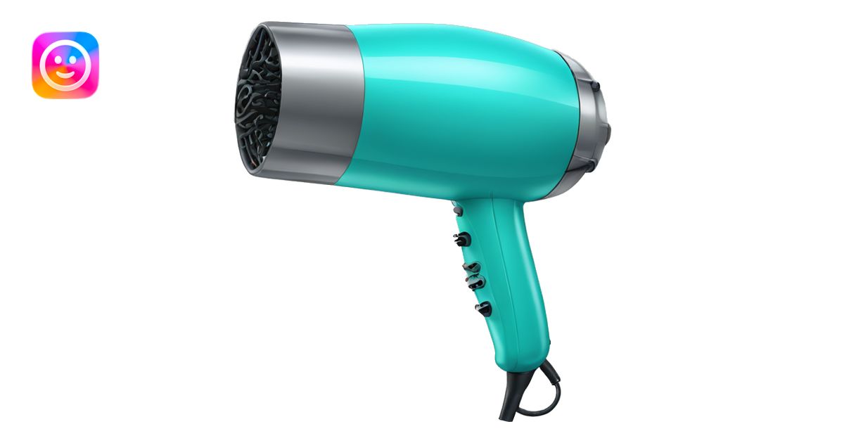 Realistic isolated turquoise hair dryer emoji | AI Emoji Generator
