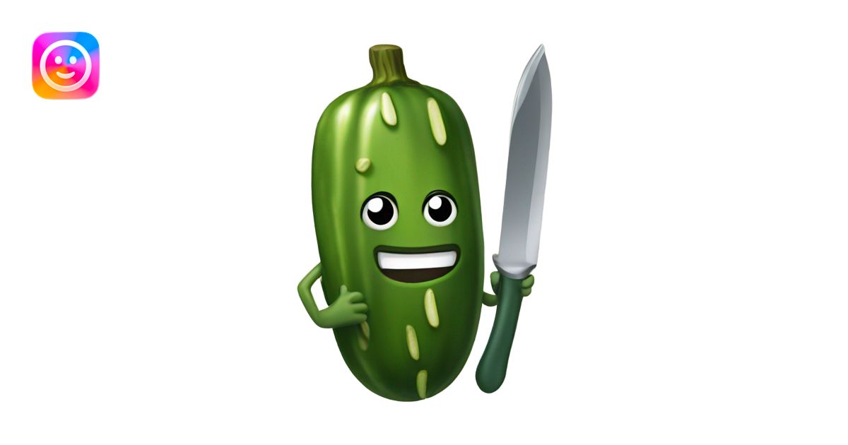 Pickle with happy face holding a knife emoji | AI Emoji Generator