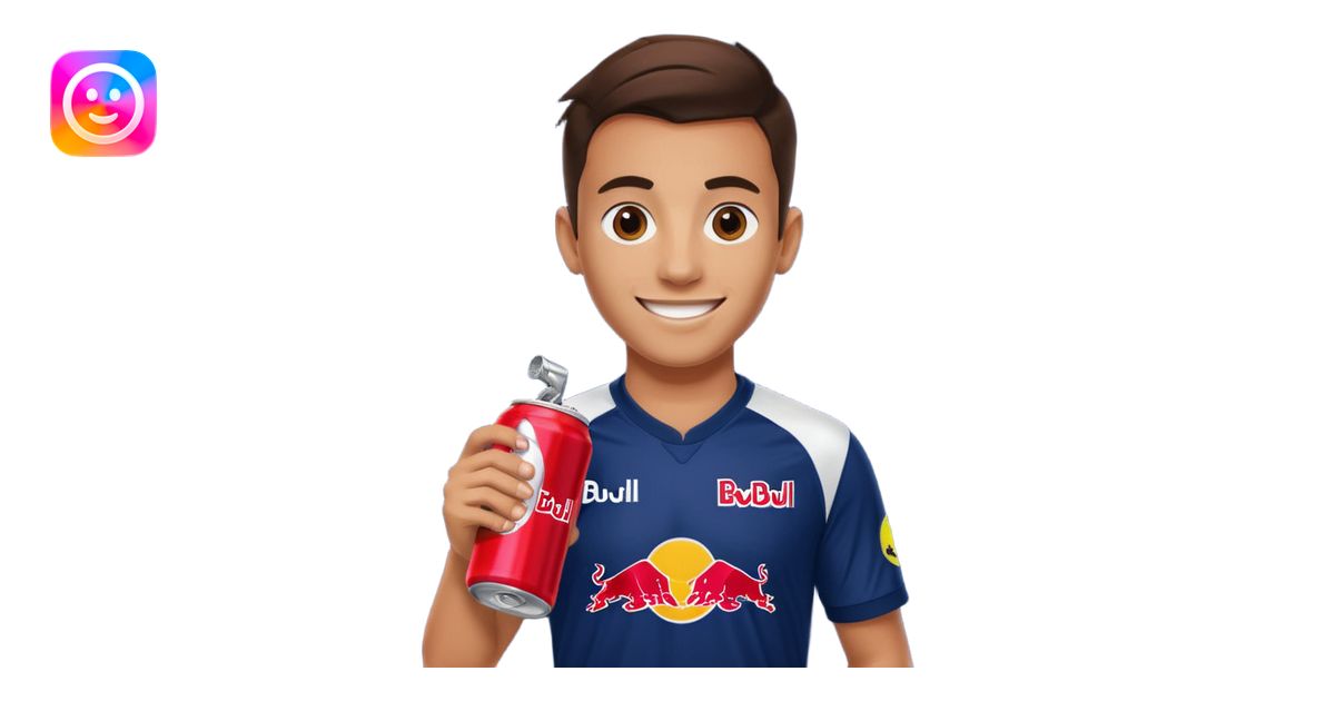 Red bull energy drink imogi for soccer players emoji | AI Emoji Generator