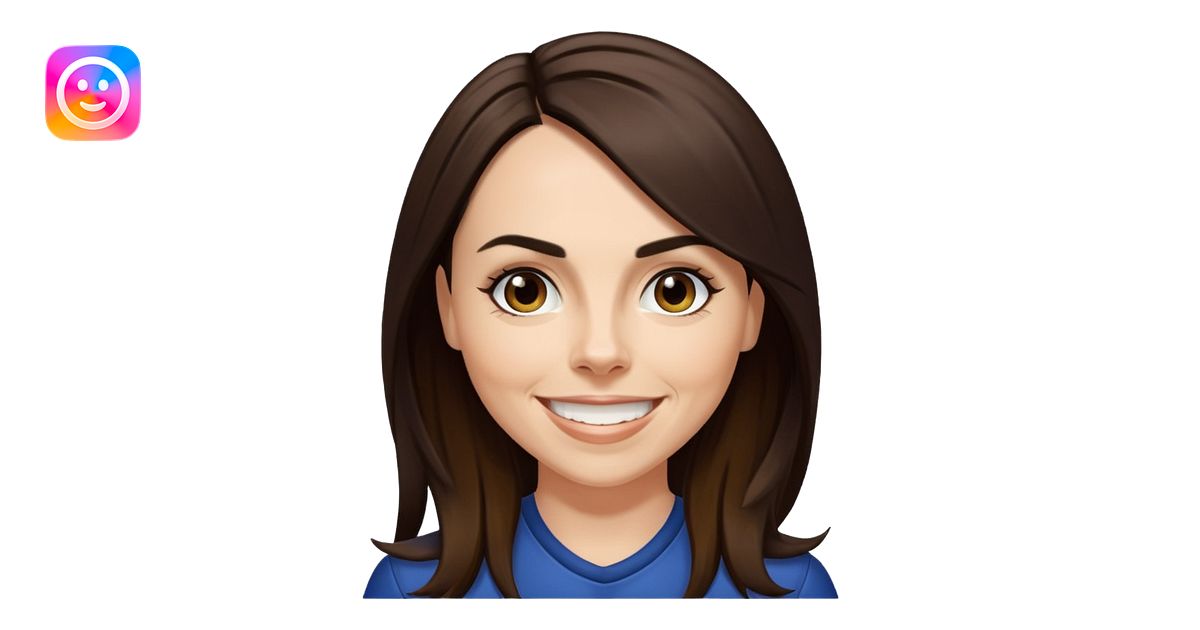 Melanie C with long dark brown hair emoji | AI Emoji Generator