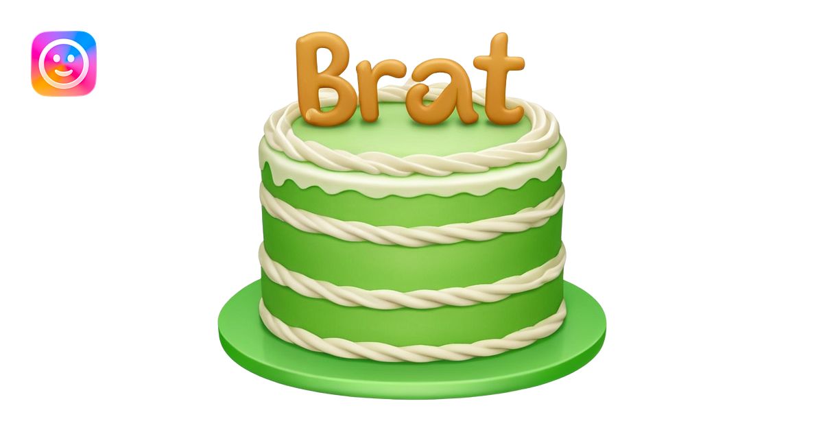 Bright green cake with the word brat emoji | AI Emoji Generator