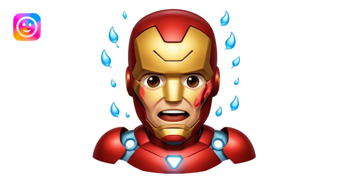 Create an Iron Man crying with laughter emoji | AI Emoji Generator