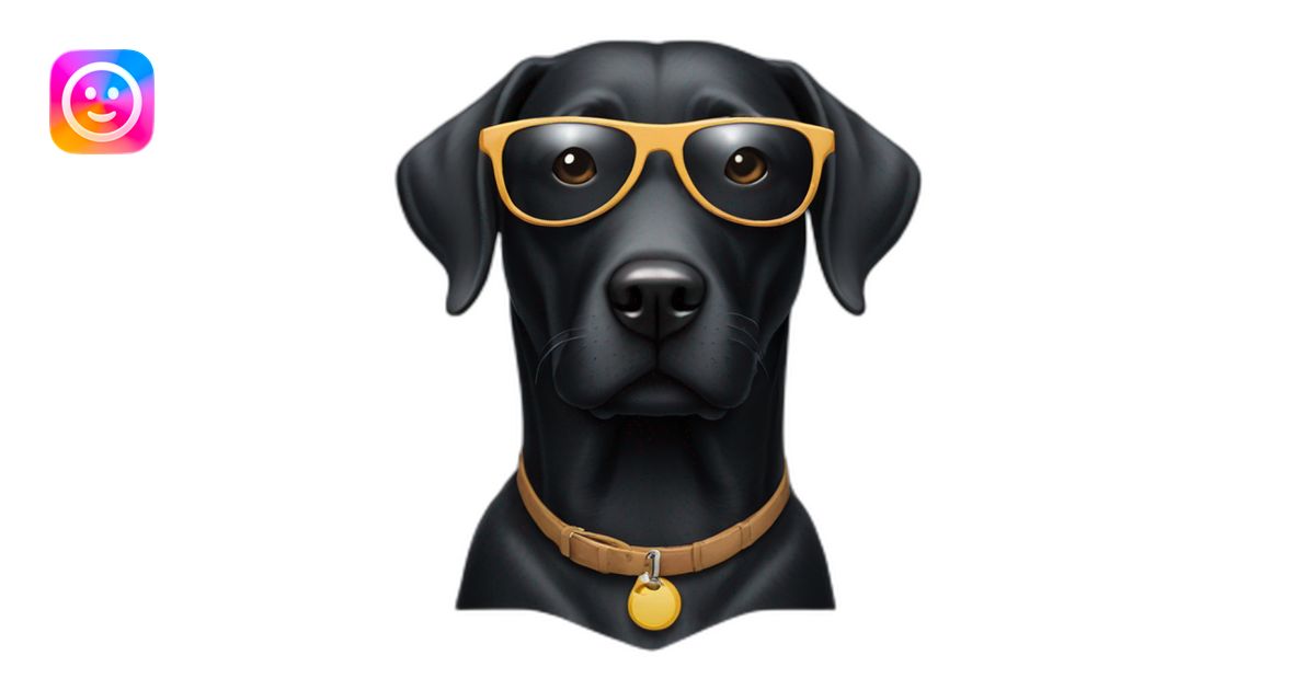Black lab dog wearing sunglasses emoji | AI Emoji Generator
