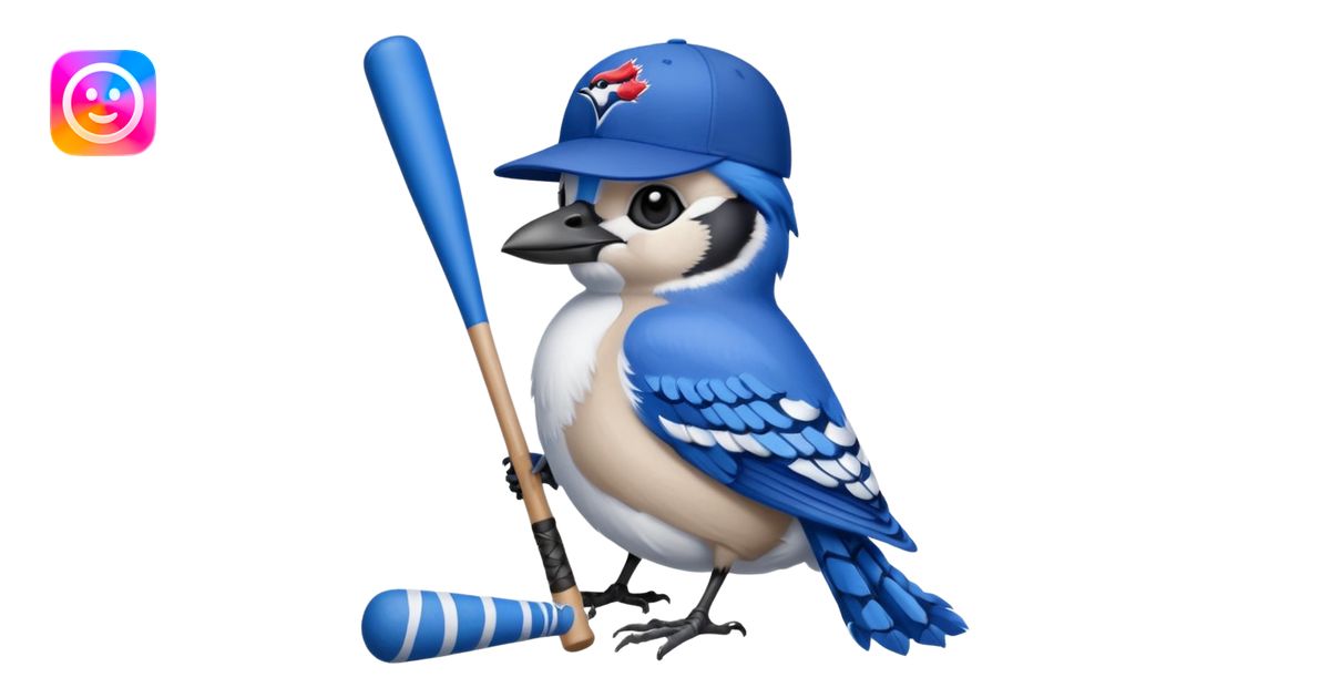 bluejay standing with baseball bat, wearing toronto blue jays baseball ...