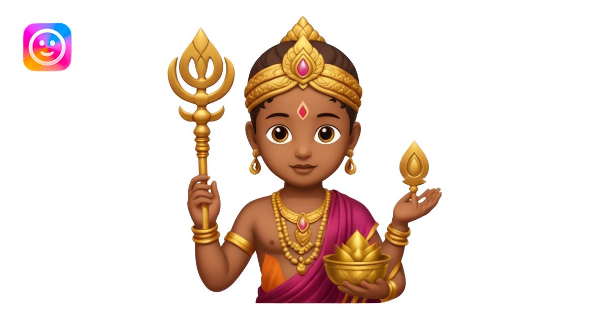 Cute baby murugan with vel and mayil emoji | AI Emoji Generator