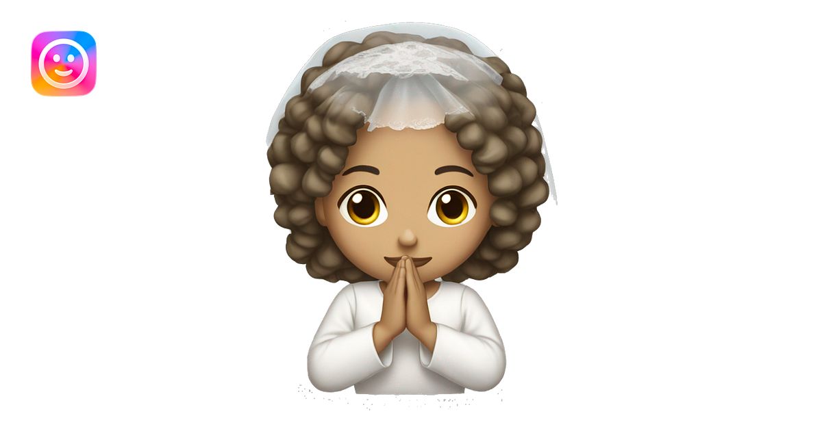 Light skin girl praying with lace white veil emoji | AI Emoji Generator