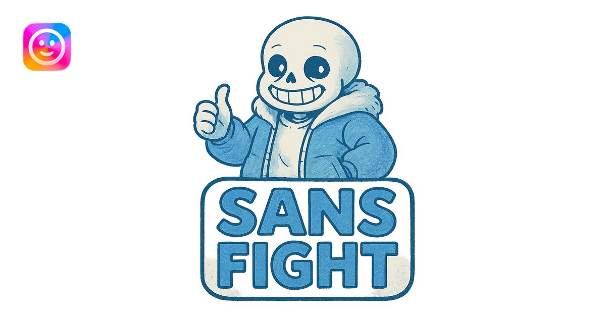 logo for 'Sans Fight' inspired by Undertale, ghibli style, bold blue ...