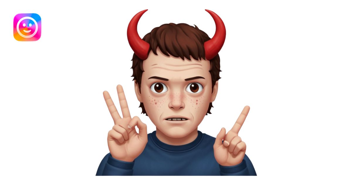 Eddie the freak from stranger things with his iconic hand sign over his ...