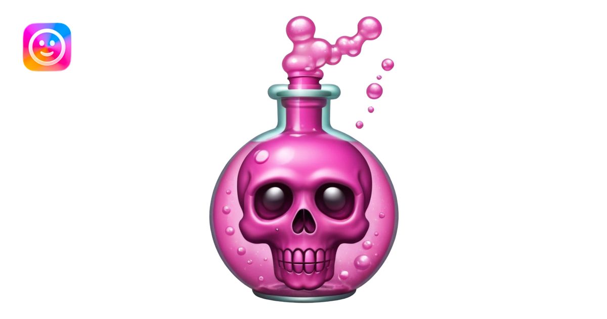 glitter toxic pink potion with dead symbol emoji | AI Emoji Generator