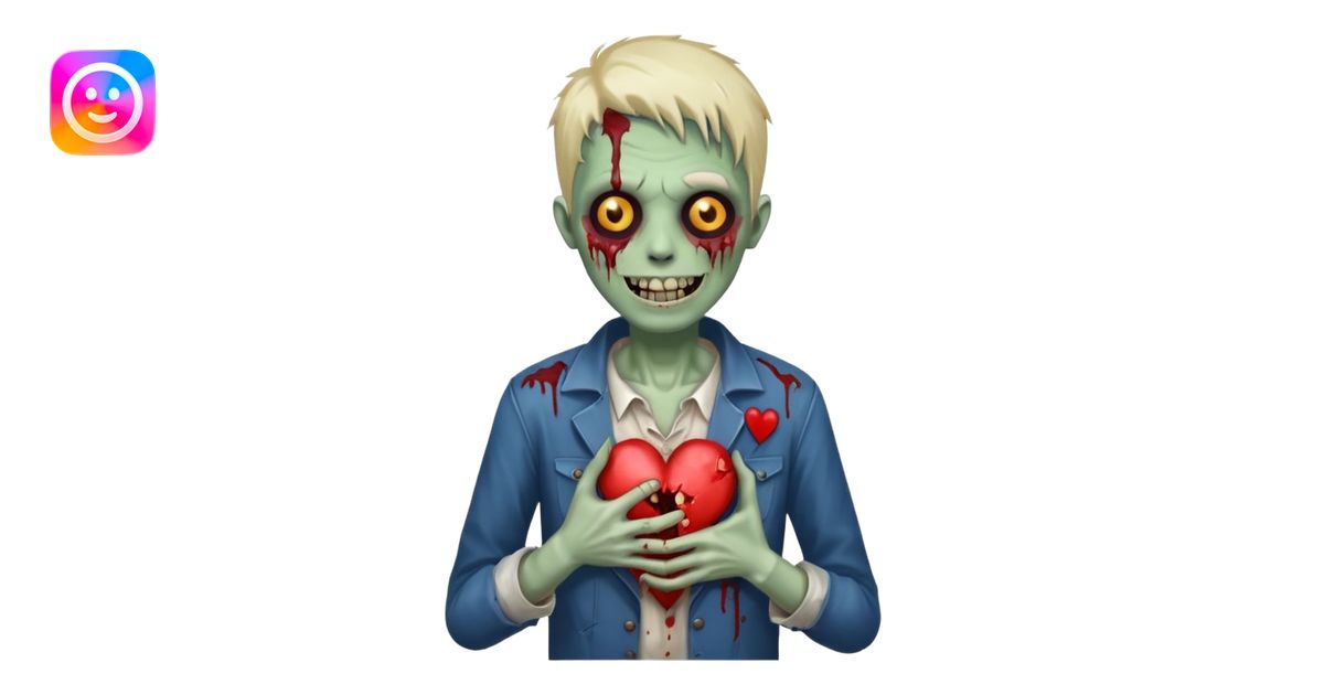 zombie holding heart smiling emoji | AI Emoji Generator