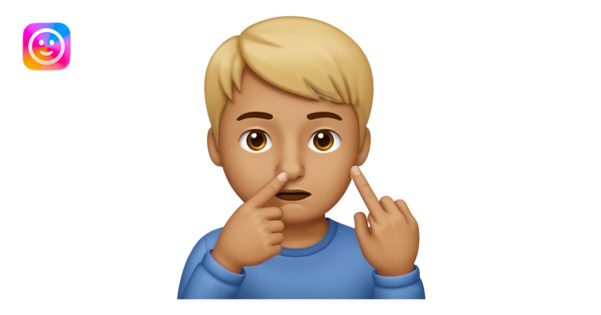 Make an emojis of a face wiping there nose with index finger with thump ...