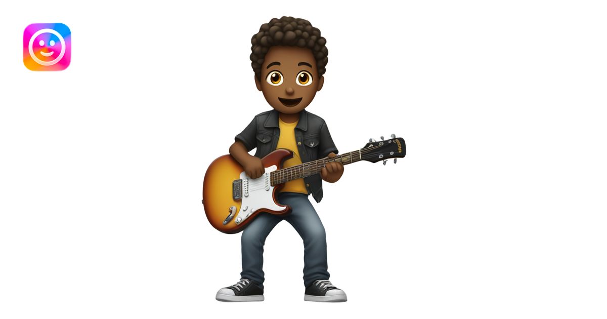 Kid jamming on guitar emoji | AI Emoji Generator