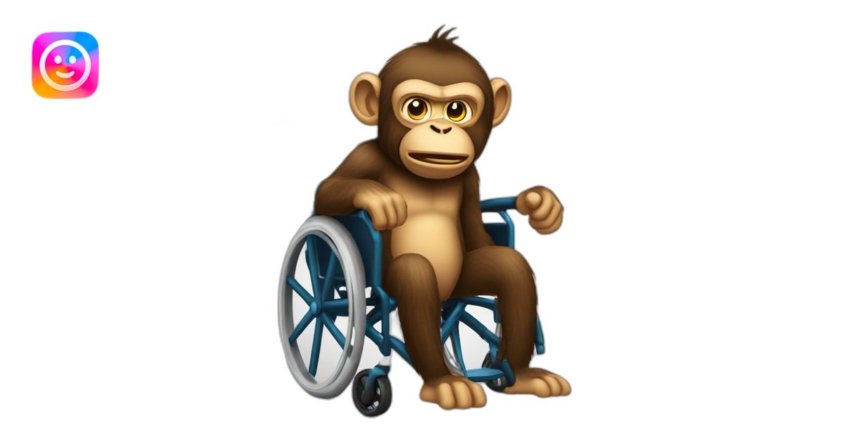 Very angry monke with small ferocious eyes cute rides golden wheelchair ...