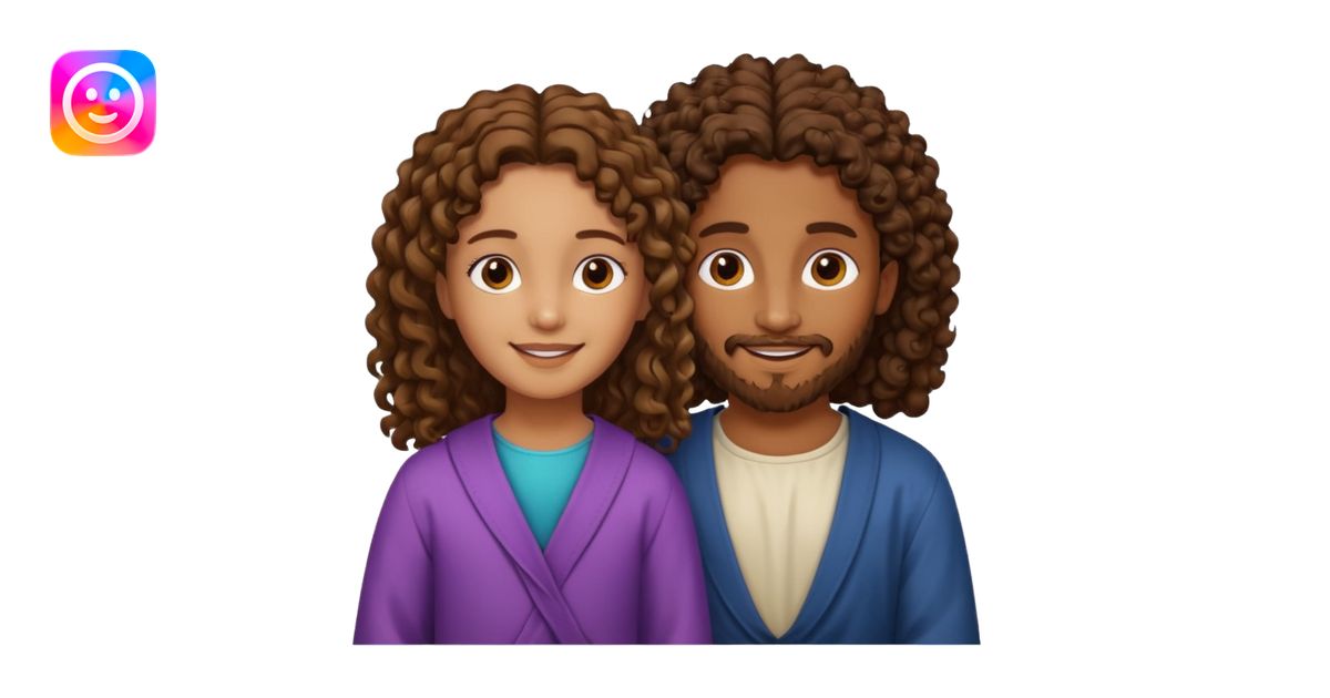 Jesus y una niña morena y crespa emoji | AI Emoji Generator