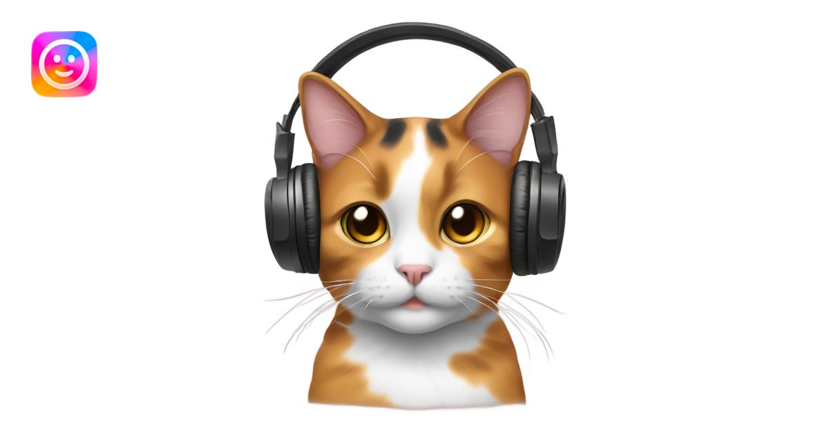 calico cat with headphones emoji | AI Emoji Generator