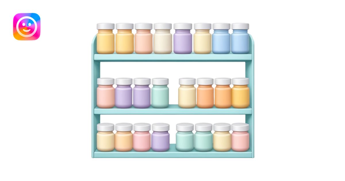 Japanese brand creams displayed on a storage shelf, arranged with ...