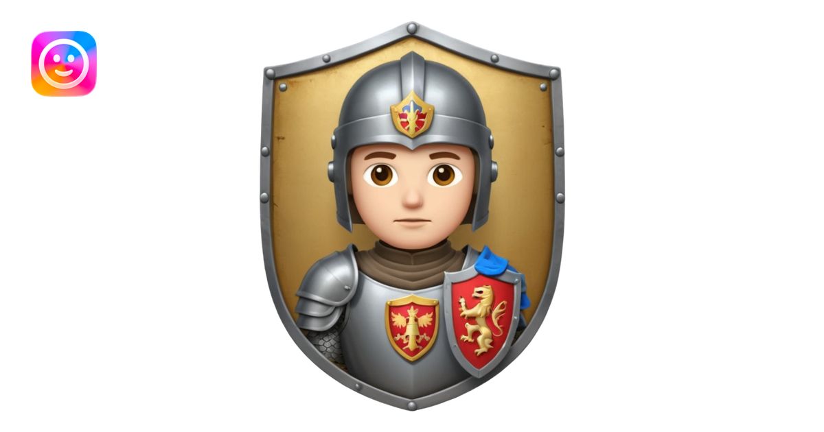 An emoji portrait of a medieval knight. He wears a suit of armor with a ...