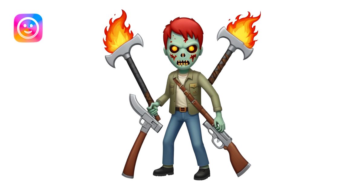 Un Zombies con armas de fuego emoji | AI Emoji Generator