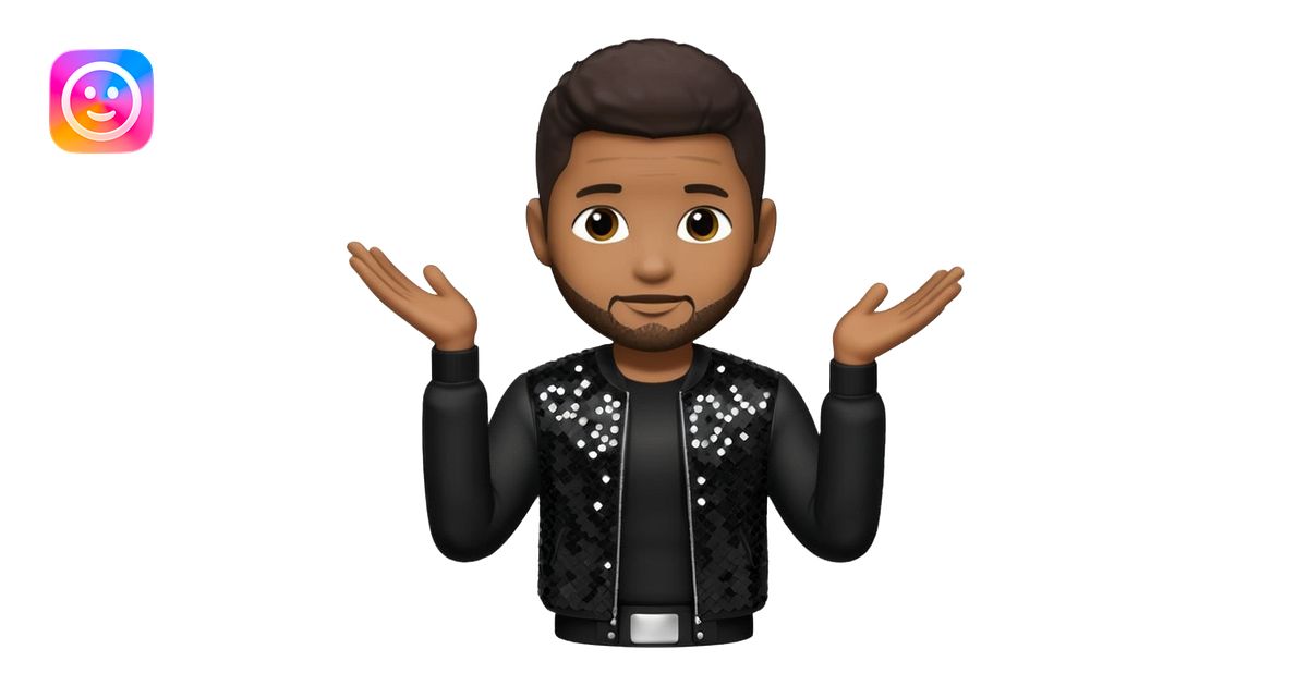 Usher with dark brown hair, black sequin tour outfit emoji | AI Emoji ...