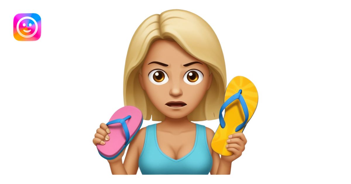 an angry mother with a flip-flop in her hand emoji | AI Emoji Generator
