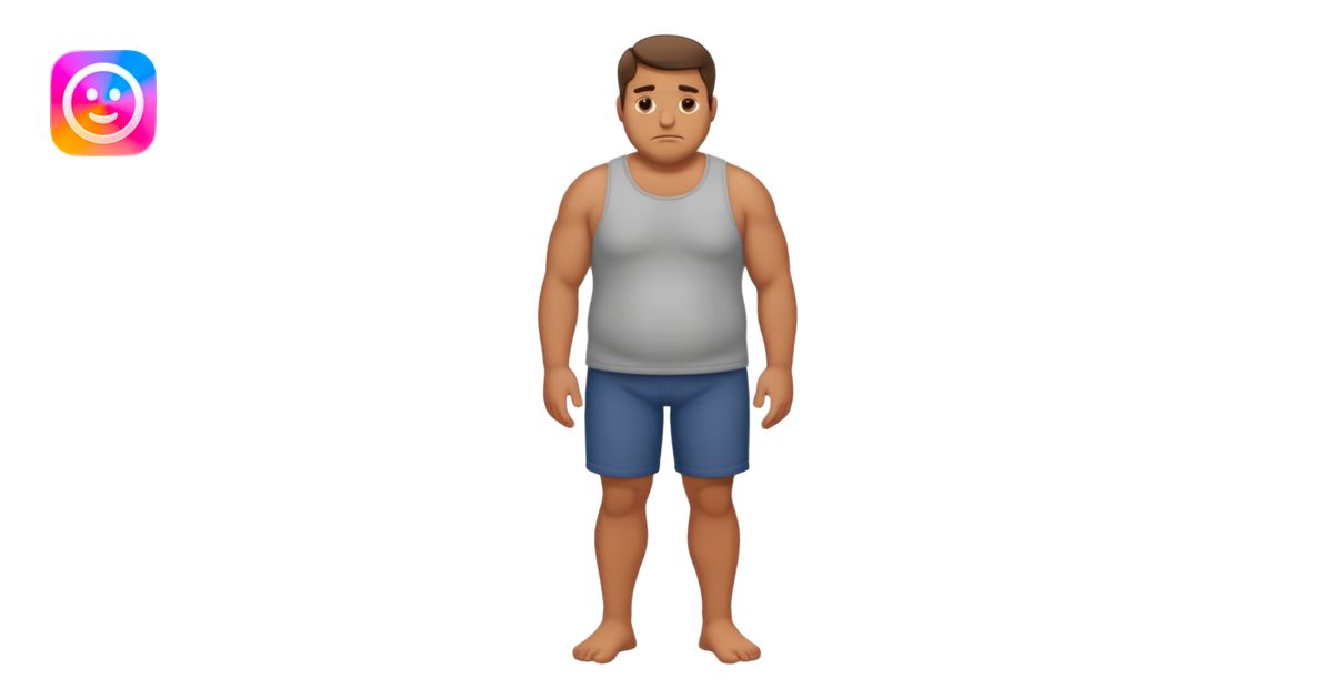 stocky man concentrating full length emoji | AI Emoji Generator