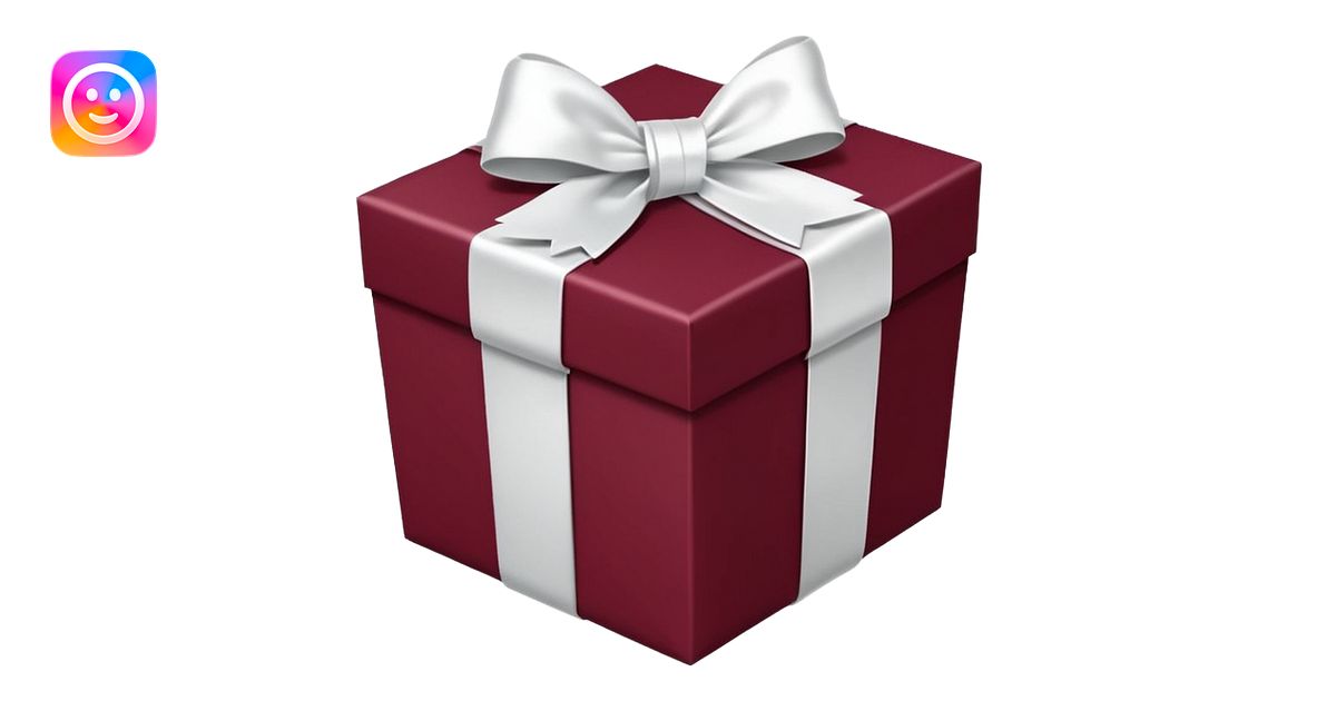 Maroon gift box with white wrapping emoji | AI Emoji Generator