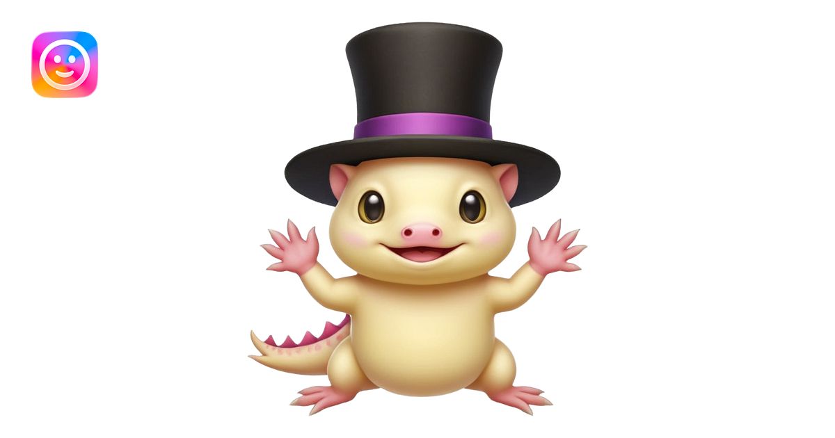light yellow axolotl with magician hat emoji | AI Emoji Generator