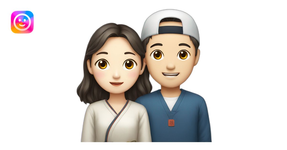 Korean boy with Korean girl emoji | AI Emoji Generator
