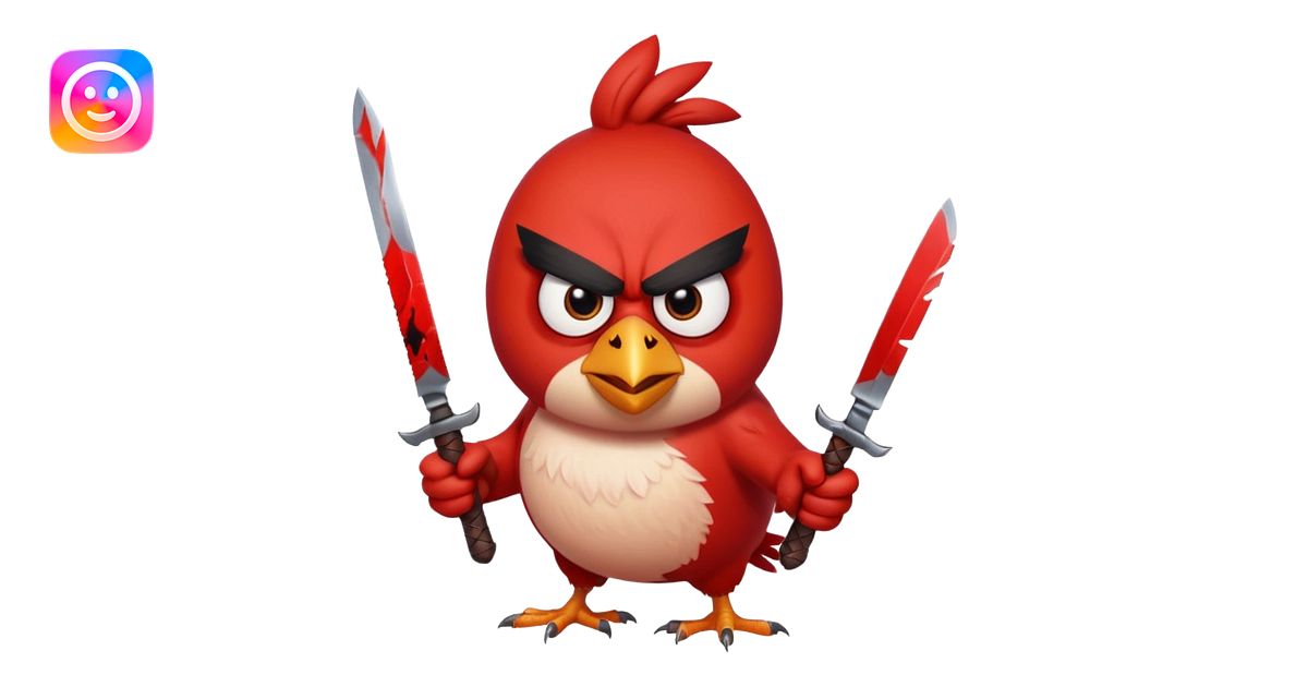 the killer angry bird red with knifes emoji | AI Emoji Generator