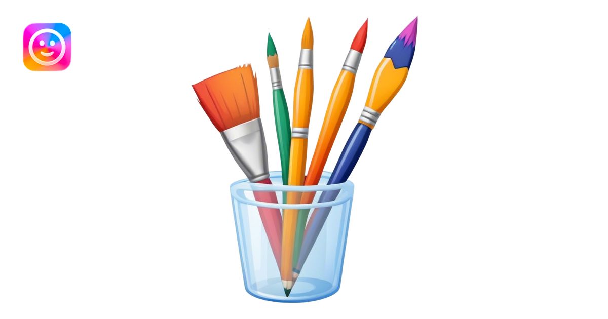 icon for Illustration hobbie, paintbrush and pencil under colurfull ...
