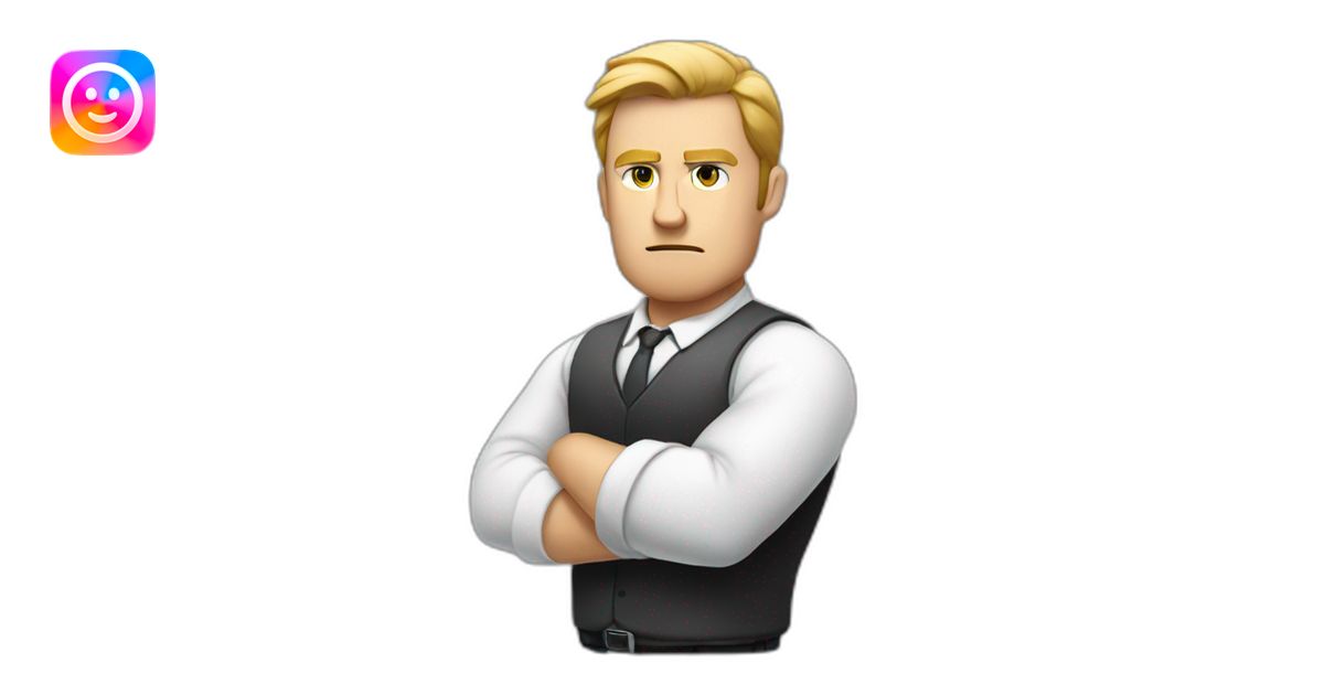 White Man HR-manager crossed arms angry emoji | AI Emoji Generator
