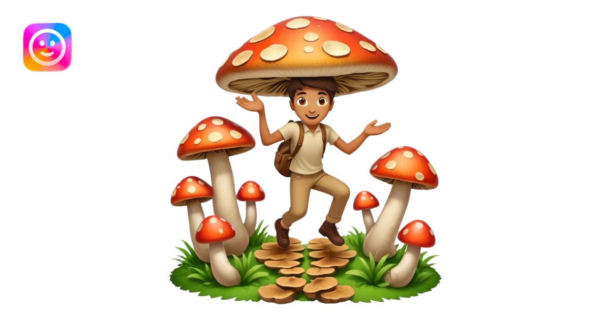 Tripping on magic mushrooms emoji | AI Emoji Generator