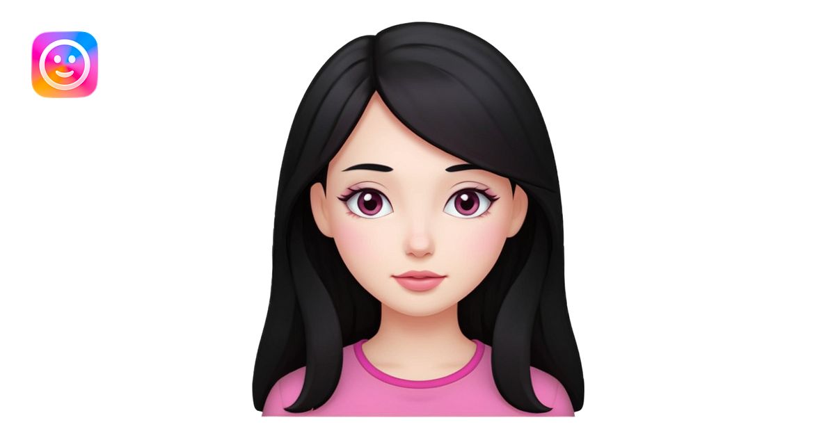 Clean girl long and black Hair an pink cheeks emoji | AI Emoji Generator