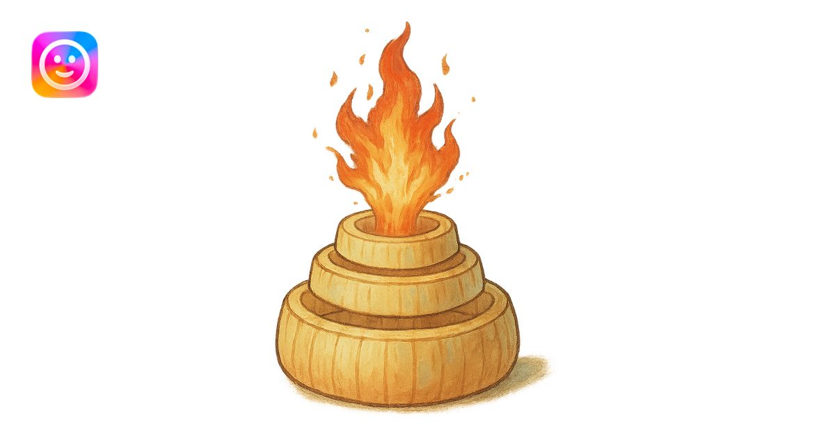 ghibli style illustration of a sliced onion volcano with fire erupting ...