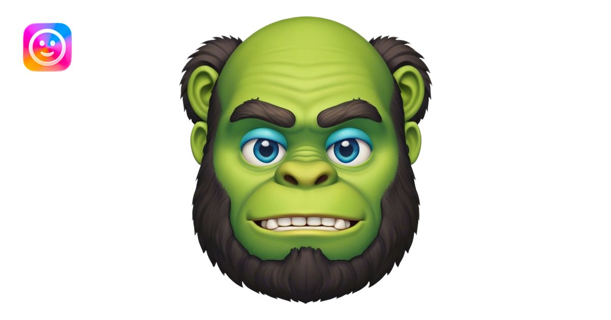 shrek with a beard and blue eyes looks like gorilla emoji | AI Emoji ...