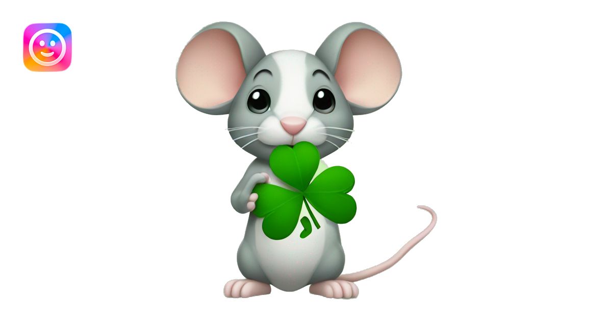 Mouse Holding shamrock emoji | AI Emoji Generator