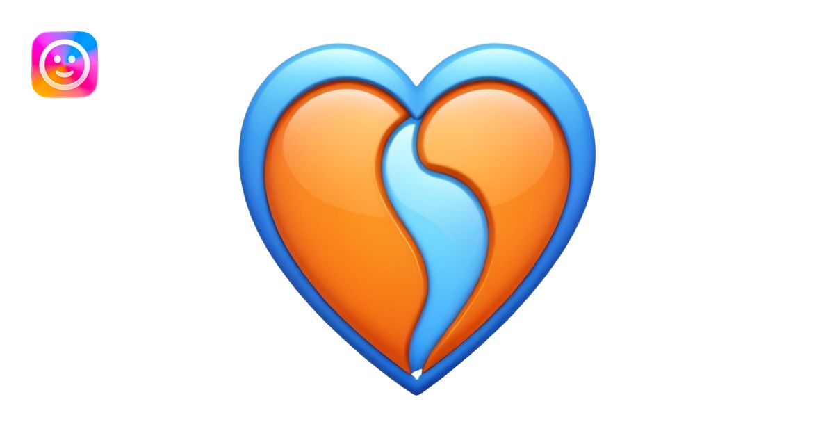 Half blue half orange heart split vertically emoji | AI Emoji Generator
