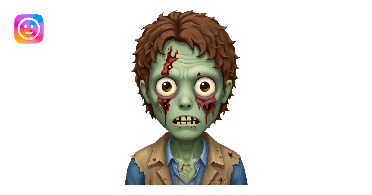 Zombie with lil bit curly medium brown hair emoji | AI Emoji Generator